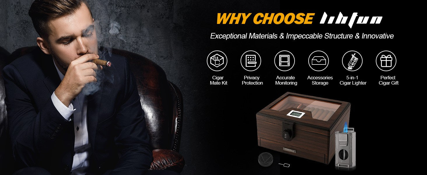 New arrivals | Wooden Humidor & 5-in-1 Cigar Lighter Combo – XIFEI
