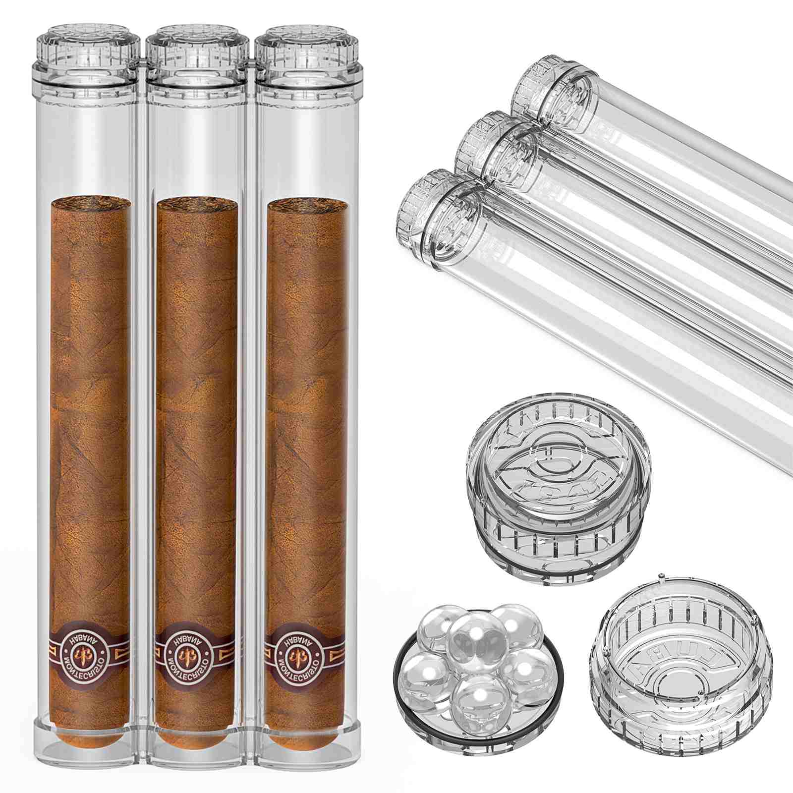 KEJIAR Cigar Tube for 3 Cigars, Travel Cigar Case with Humidity Gel, A ...