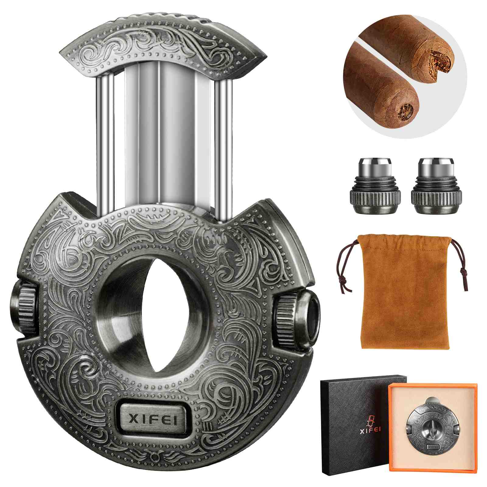 XIFEI Cigar Cutter V-Cut Guillotine Stainless Steel Scissors Cigars Cl