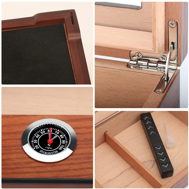 TISFA Cigar Humidor, Glass Top Cigar Box with Hygrometer Humidifier an ...